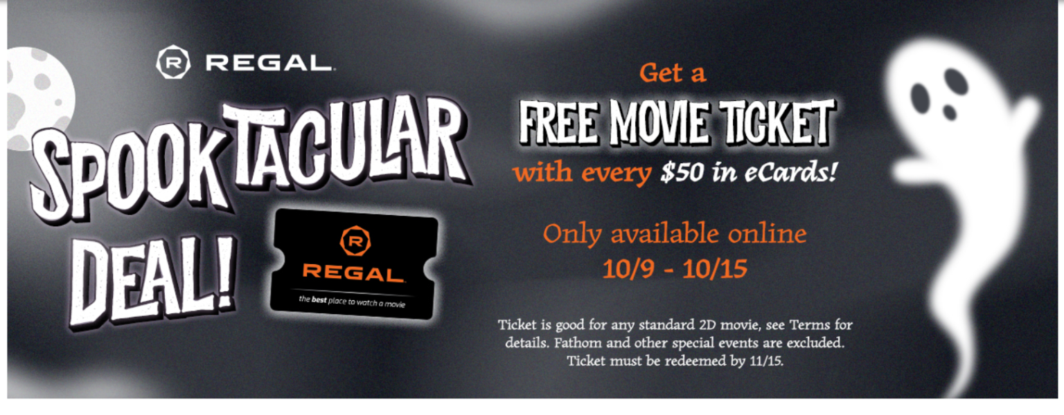[EXPIRED] Regal: Buy $50 Regal Gift Card and Get a Free Movie Ticket ...